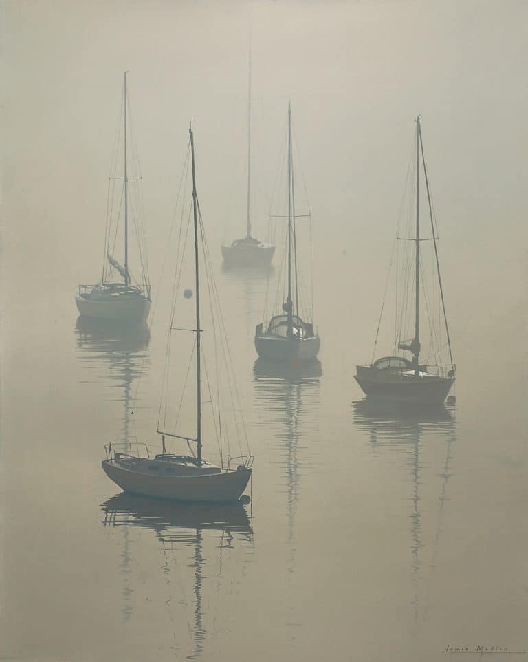 Misty morning at Greenbank - Jamie Medlin Marine Artist