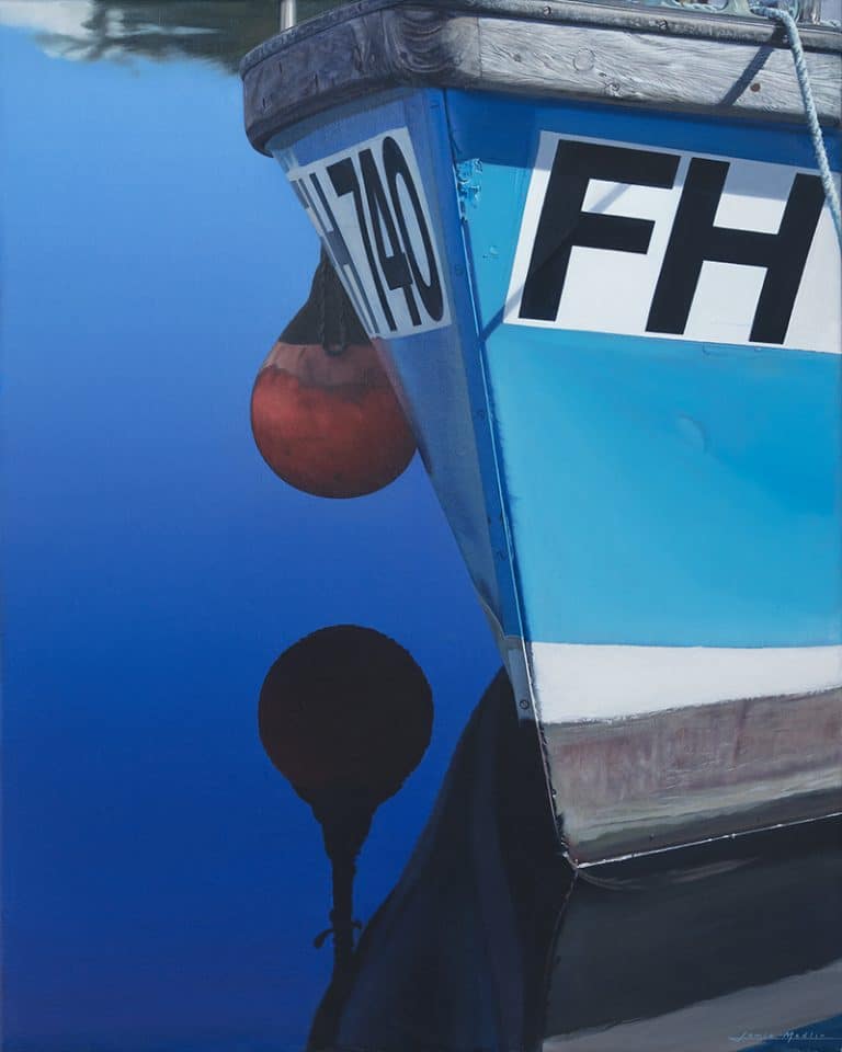 Fishing boat on it's moorings - Penryn Quay - Jamie Medlin Marine Artist